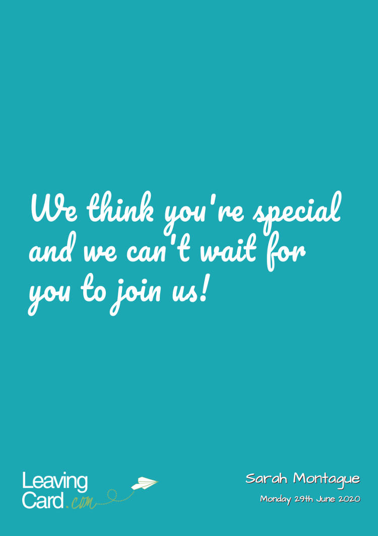 New Joiner & Welcome Cards